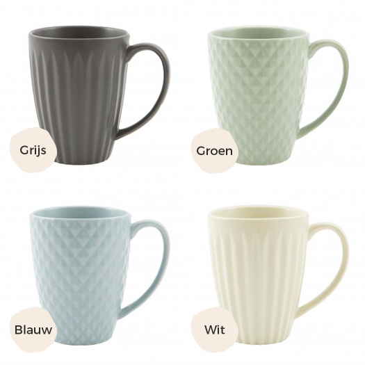 Thee cadeaupakket met kleurrijke grote mokken